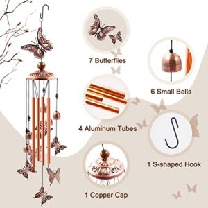 Ukulork Wind Chimes Outdoor Clearance, Butterflies Aluminum Tube Windchime with S Hook,Patio Garden Decor, Housewarming Gift.