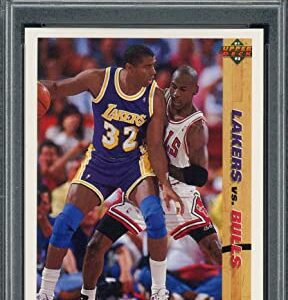 Michael Jordan Magic Johnson 1991 Upper Deck Basketball Card #34 Graded PSA 9