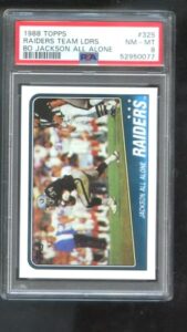 1988 topps #325 bo jackson all alone raiders rookie psa 8 graded football card