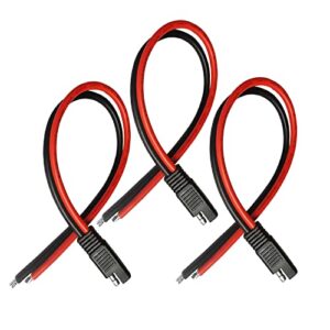 faoyliye 10awg sae connector extension cable,(3pack) sae connector plug 2 pin sae single plug quick connector disconnect plug,sae automotive extension cable, solar panel sae plug- 30cm/1ft