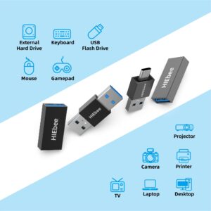 HIEbee USB 3.0 A to A Male Adapter, USB Female to Female Adapter, USB Type-C to USB A Male Adapter, USB 3.0 Female to USB C Female Adapter Connector Compatible with Hard Drive, Laptop etc