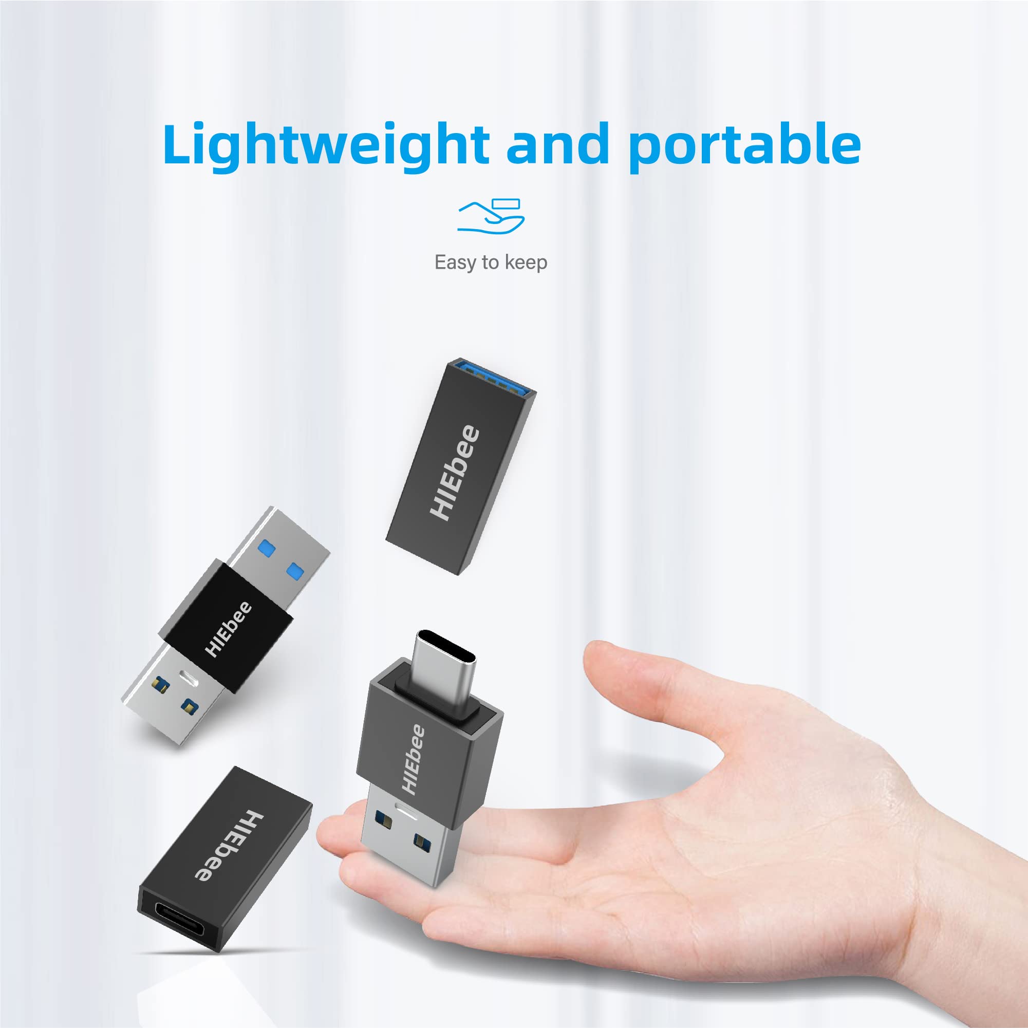 HIEbee USB 3.0 A to A Male Adapter, USB Female to Female Adapter, USB Type-C to USB A Male Adapter, USB 3.0 Female to USB C Female Adapter Connector Compatible with Hard Drive, Laptop etc