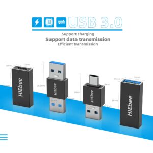 HIEbee USB 3.0 A to A Male Adapter, USB Female to Female Adapter, USB Type-C to USB A Male Adapter, USB 3.0 Female to USB C Female Adapter Connector Compatible with Hard Drive, Laptop etc