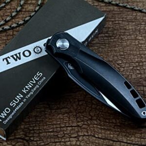 twosun TWOSUN Sidewinder Gift Pocket Knife D2 Satin Blade Blacken Titanium Handle TS341