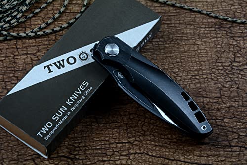 twosun TWOSUN Sidewinder Gift Pocket Knife D2 Satin Blade Blacken Titanium Handle TS341