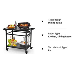 RAXSINYER 20"x32" Double-Shelf Grill Table Movable Grill Cart, Outdoor Food Prep and Pizza Oven Table, Grill Stand Fits Blackstone Griddle 17" 22"