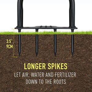 Colwelt Spike Lawn Aerator, Manual Aerator for Compacted Soils and Lawns, Non-Slip T-Handle Spike Aeration with Four 3.5-Inch Solid Steel Spikes, 38-Inch