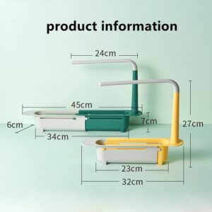 QNMD Updated Adjustable 2-in-1 Telescopic Sink Storage Rack Holder,Telescopic Sponge Holder Towel Rack for Kitchen Sink,Sink Storage Rack Holder Telescoping Sink Caddy