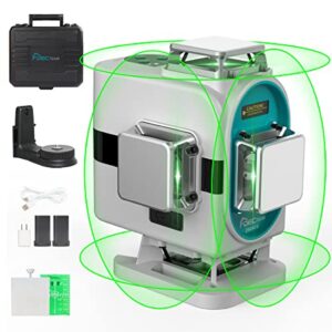 4d 16 lines self-leveling laser level, decteam 197ft green 4 x 360 cross line tiling floor laser levels, with 2 li-ion batteries, type-c charging port, ip54, 360° magnetic bracket - ds04cg