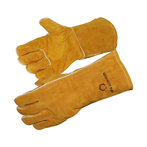 KOP&WDHOM Welding Gloves 14" Heavy Duty Gloves for Heat & Wear Resistant Lined Premium Leather&Fireproof Stitching Heat Resistant for Fireplace/Welders/BBQ/Gardening Stuff Gloves