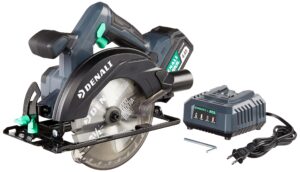 amazon brand - denali by skil 20v 6-1/2 inch cordless circular saw kit with 4.0ah lithium battery and 2.4a charger, blue