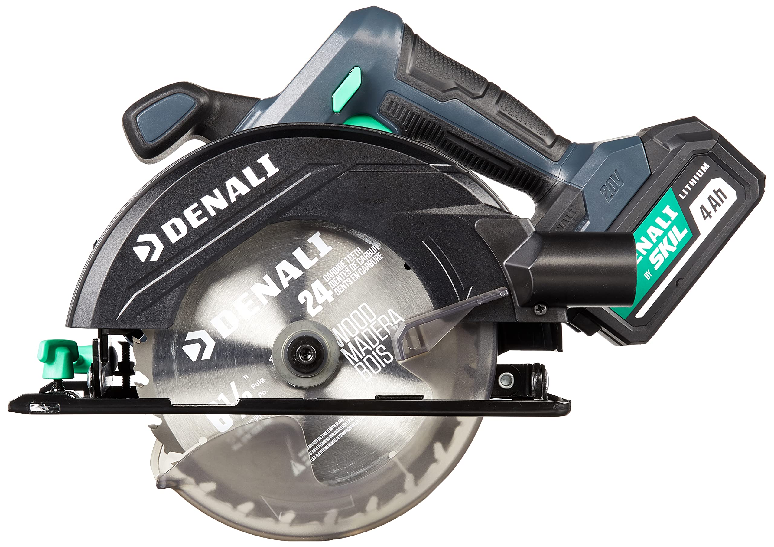 Amazon Brand - Denali by SKIL 20V 6-1/2 Inch Cordless Circular Saw Kit with 4.0Ah Lithium Battery and 2.4A Charger, Blue