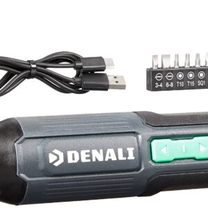 Amazon Brand - Denali by SKIL 4V Cordless Stick Screwdriver with 34-Piece Bit Set, Carrying Case, and USB Cable