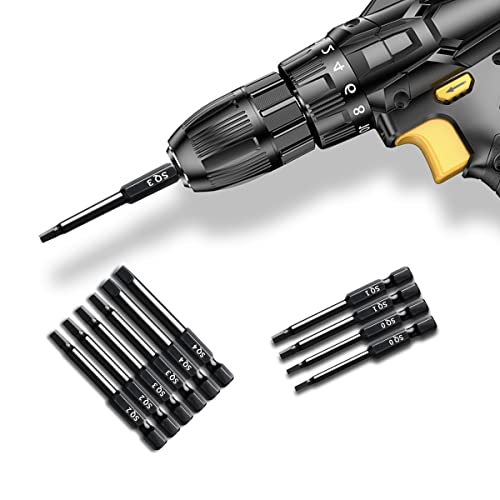 Robertson Square Drill Bit Set (10 Pack - 2.3" Long Magnetic Heads) Square Screwdriver Bit Sizes #0, 1, 2, 3, and #4 (2 of Each Size)