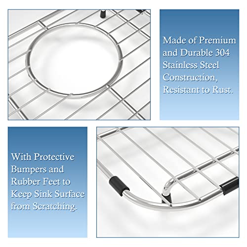 BEHOK 2 pack Sink Protector Grid 13" x 11-5/8", Rear Drain with Corner Radius 1-1/2", 304 Stainless Steel for Kitchen Sink BH-1311 Sink Grate