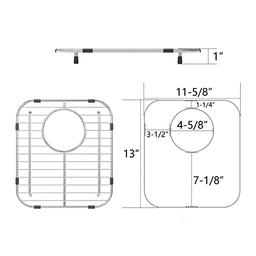 BEHOK 2 pack Sink Protector Grid 13" x 11-5/8", Rear Drain with Corner Radius 1-1/2", 304 Stainless Steel for Kitchen Sink BH-1311 Sink Grate