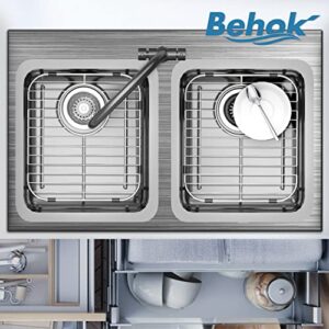 BEHOK 2 pack Sink Protector Grid 13" x 11-5/8", Rear Drain with Corner Radius 1-1/2", 304 Stainless Steel for Kitchen Sink BH-1311 Sink Grate