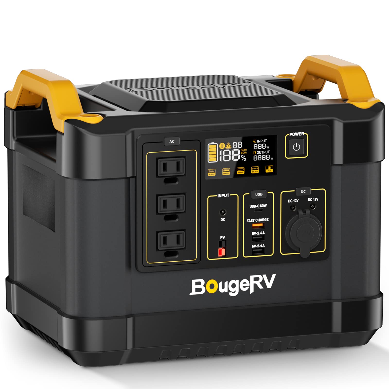 BougeRV 1120Wh Solar Generator, LiFePO4 Power Station with 3x110V/1200W AC Outlet, Ideal for Outdoor Camping Travel Emergency Backup