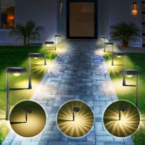 linkind solar pathway lights, bright solar lights outdoor ip65 waterproof, 200lm bright solar path lights for garden walkway driveway sidewalk yard, warm white, 8 pack