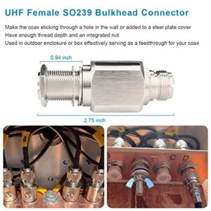 XRDS-RF UHF Coaxial Lightning Arrestor SO239 Socket Bulkhead UHF Female to Female Coaxial Connector for CB Ham Two-Way Radio Base Antennas