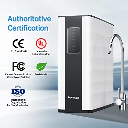 Vortopt Under Sink Reverse Osmosis System - 400 GPD Ro Water Filter System with Tank,Fast Flow, TDS Reduction,1.5：1 Pure to Drain, Water Filtration for Sink,USA Tech,Drinking Water Purifier,QR06