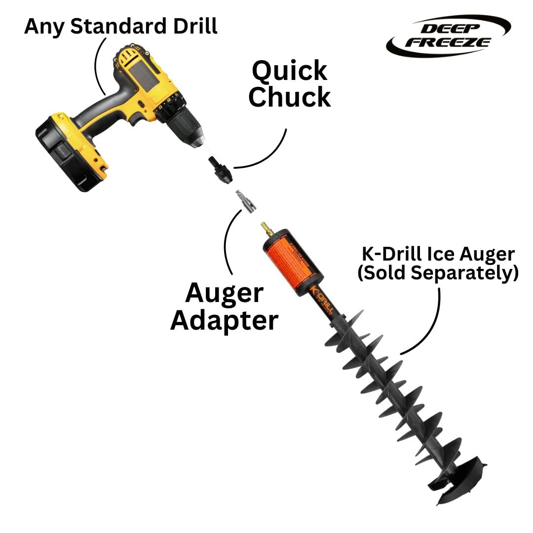 Deep Freeze EZ Auger Connection System- K-Drill -Easily Connect Your Cordless Drill to Your Ice Auger