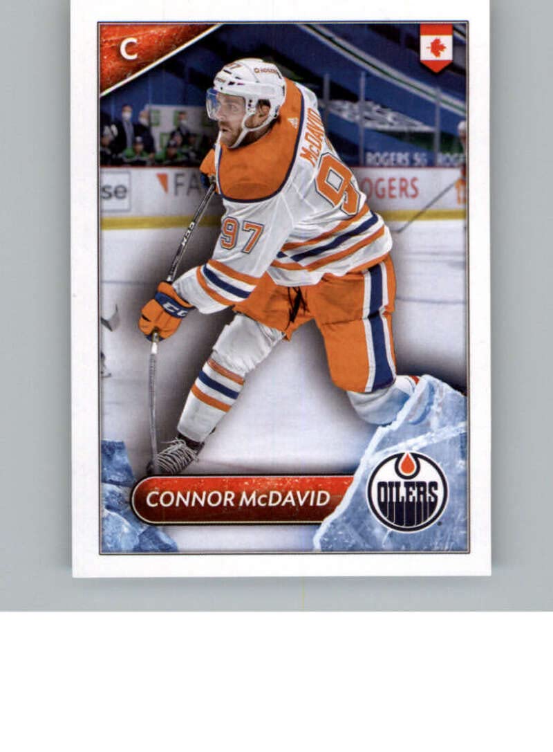 2021-22 Topps Stickers #240 Connor McDavid Edmonton Oilers Official NHL Hockey Sticker (2 Inch Wide X 2.75 Inches Tall) in Raw (NM or Better) Condition