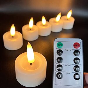 6 packs 3d black wick led flameless battery operated tea lights candles with remote control,romantic valentine's day decor flickering votive tea light candle for special night,fake timer tealight