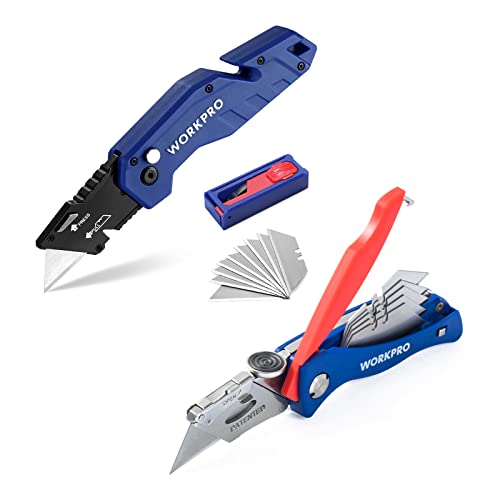 WORKPRO Folding Utility Knife & WORKPRO Folding Utility Knife, 15 Extra Blades Included