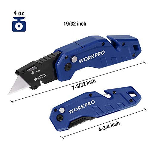 WORKPRO Folding Utility Knife & WORKPRO Folding Utility Knife, 15 Extra Blades Included