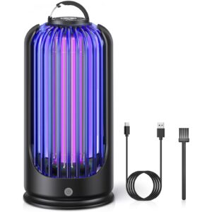 bug zapper for indoor outdoor, rechargeable mosquito zapper with 3600v high powered, electric pest control insect fly zapper can attract gnats, mosquitoes, flies, moths for home, patio (purple)