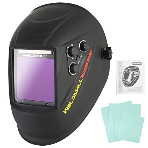 WELDMALL Large Viewing Screen True Color Auto Darkening Welding Helmet 4 Arc Sensor Wide Adjustable Shade DIN 5-9/9-13 for TIG MIG Arc Welder Hood Grinding Welder WM-Q108