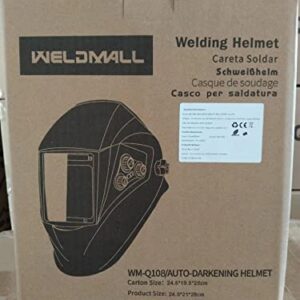 WELDMALL Large Viewing Screen True Color Auto Darkening Welding Helmet 4 Arc Sensor Wide Adjustable Shade DIN 5-9/9-13 for TIG MIG Arc Welder Hood Grinding Welder WM-Q108