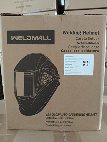 WELDMALL Large Viewing Screen True Color Auto Darkening Welding Helmet 4 Arc Sensor Wide Adjustable Shade DIN 5-9/9-13 for TIG MIG Arc Welder Hood Grinding Welder WM-Q108