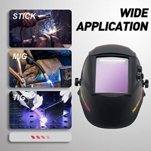 WELDMALL Large Viewing Screen True Color Auto Darkening Welding Helmet 4 Arc Sensor Wide Adjustable Shade DIN 5-9/9-13 for TIG MIG Arc Welder Hood Grinding Welder WM-Q108