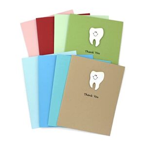 Tooth Thank You Cards Pack of 10 Aqua Blue with smile Handmade Greeting