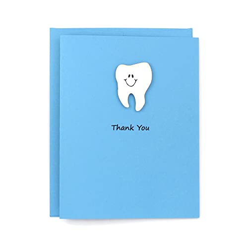 Tooth Thank You Cards Pack of 10 Aqua Blue with smile Handmade Greeting