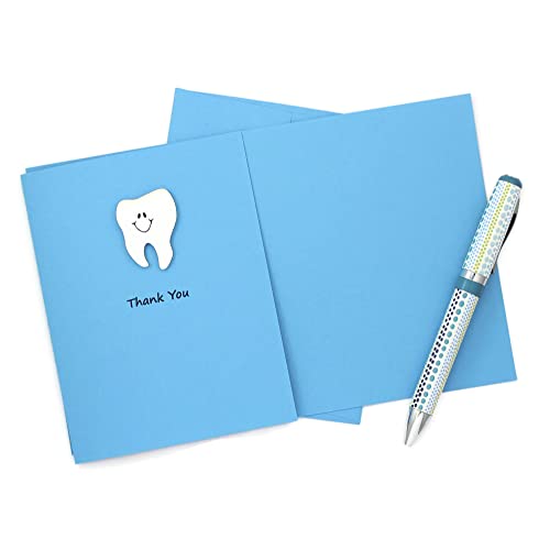 Tooth Thank You Cards Pack of 10 Aqua Blue with smile Handmade Greeting