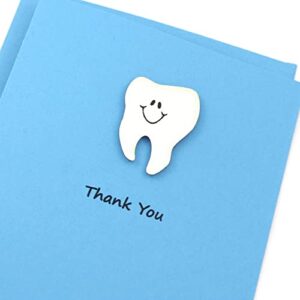 Tooth Thank You Cards Pack of 10 Aqua Blue with smile Handmade Greeting