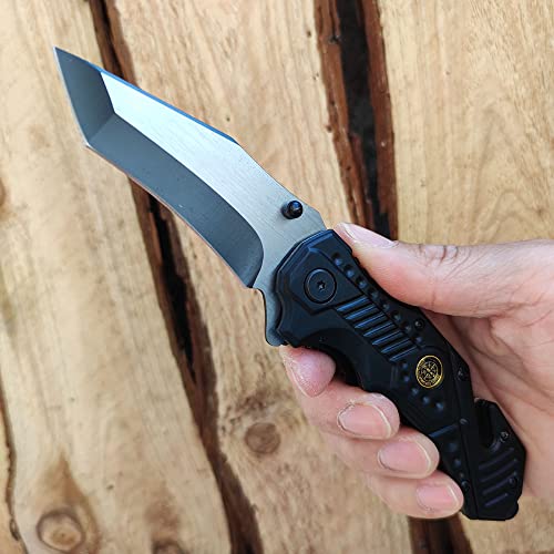 Pocket Knife Outdoor Survival Utility Knife,Aluminum handle 4-1/2Closed