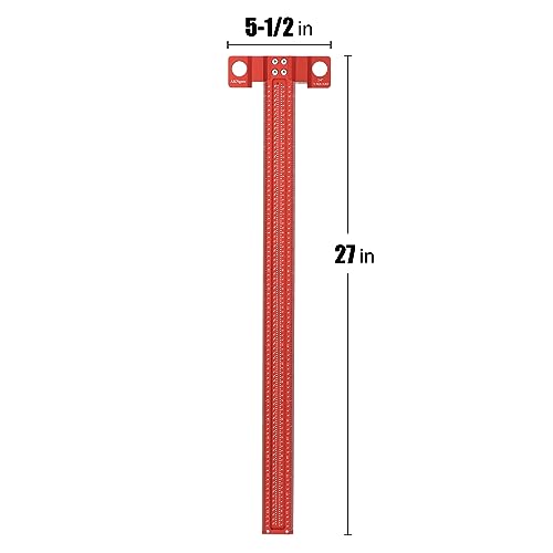 AKNgoes Woodworking Scriber T-Square Ruler 24in with Thoughtful Support Lips, Architect Ruler for Carpenter Work, Layout and Measuring Tools