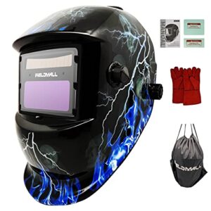 weldmall true color solar power auto darkening welding helmet welder hood with adjustable shade range for mig tig arc sensor welder mask wm-110