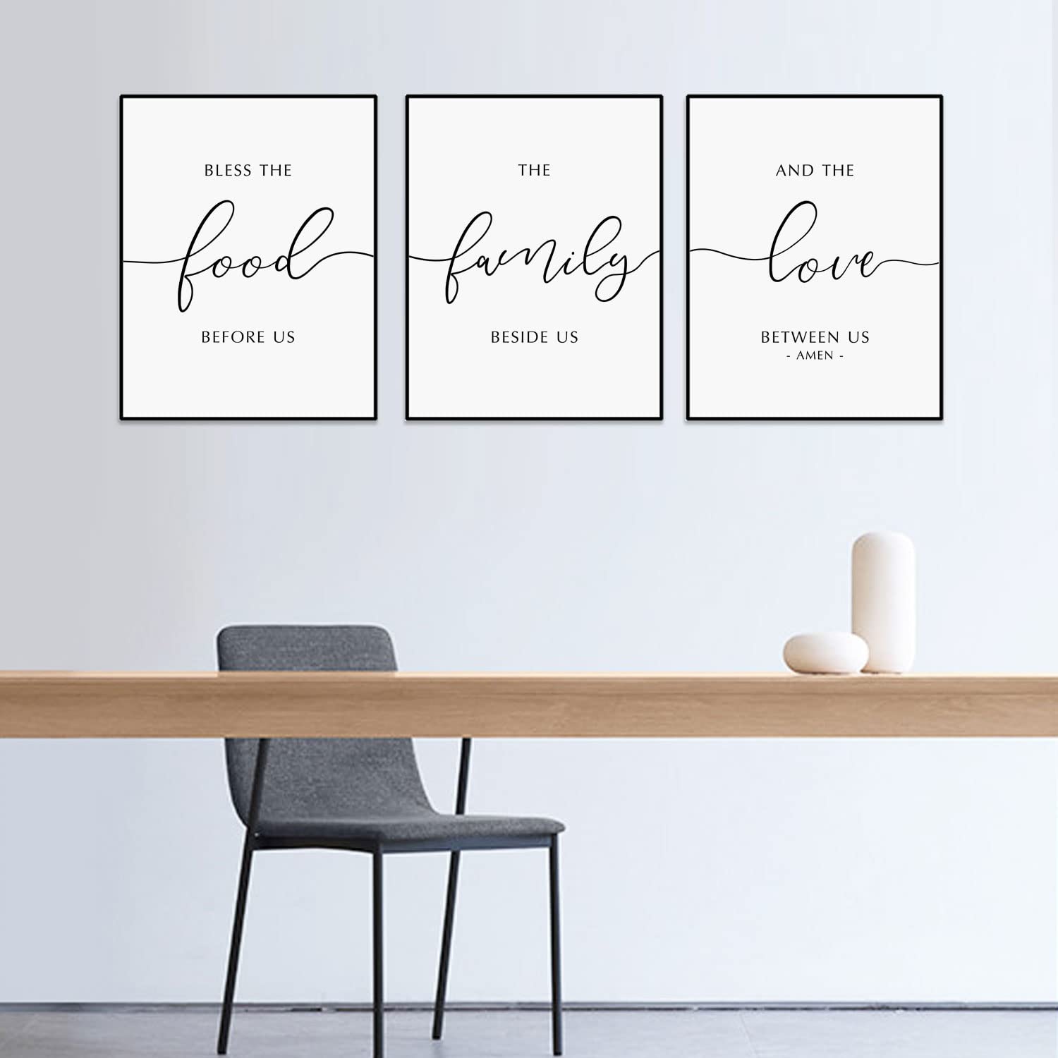 Bless The Food Before Us Kitchen Wall Art Dining Room Decor Kitchen Signs Bible Verse Kitchen Decor Wall Artwork Gift New Home Decor Set Of 3 Unframed (11X14 INCH)