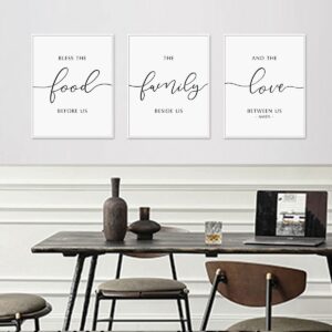 Bless The Food Before Us Kitchen Wall Art Dining Room Decor Kitchen Signs Bible Verse Kitchen Decor Wall Artwork Gift New Home Decor Set Of 3 Unframed (11X14 INCH)