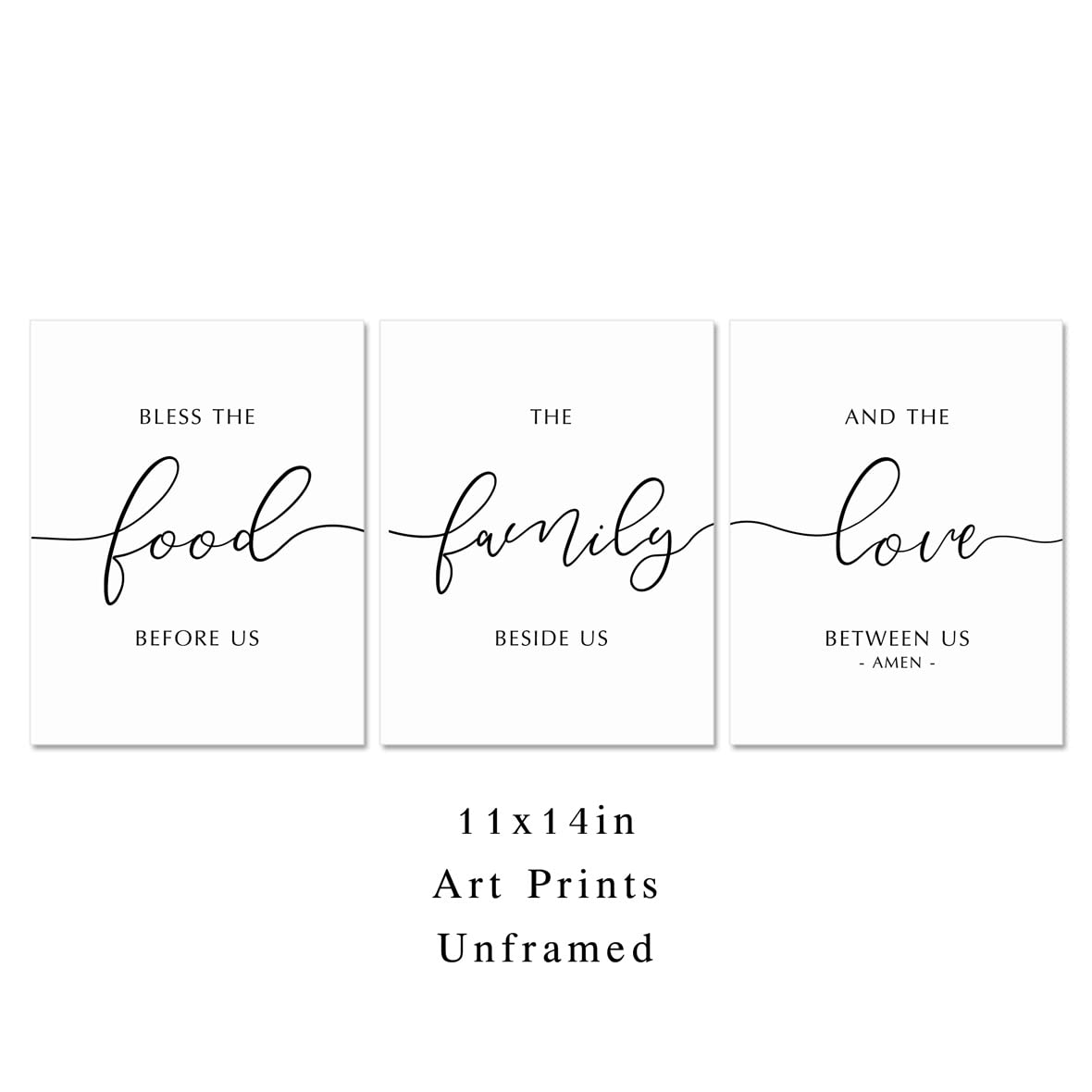 Bless The Food Before Us Kitchen Wall Art Dining Room Decor Kitchen Signs Bible Verse Kitchen Decor Wall Artwork Gift New Home Decor Set Of 3 Unframed (11X14 INCH)