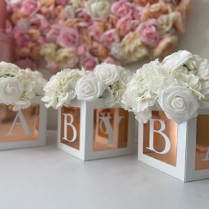 Rose gold baby shower decorations baby block letters centerpieces its a girl its a boy, unisex baby shower