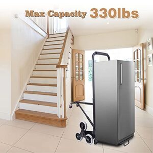 Heavy Duty Stair Climbing Cart 330lb Capacity Suitable for Small Refrigerators Washing Machines,All Terrain Portable Folding Stair Climber Hand Truck with 6 Wheels