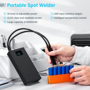 Spot Welder With Clear LCD Screen, Faiuot Upgraded 10000mAh Portable 30 Gear Adjustable Spot Welder Machine, Spot Welding Equipment Energy Storage for DIY Battery