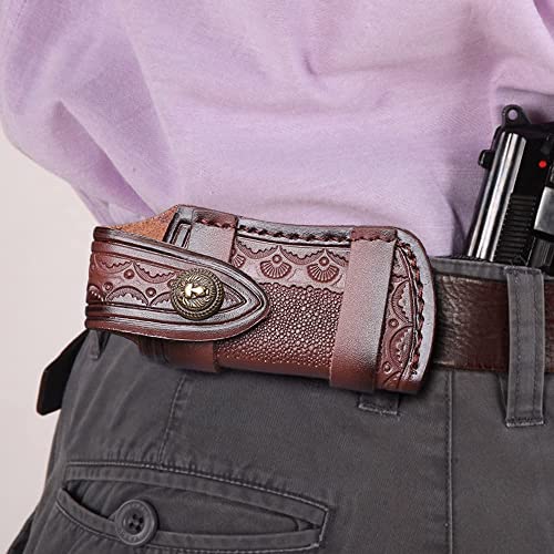 DONGKER 4" Leather Knife Sheath,Folding Pocket Knife Sleeve with Belt Loop for 4'' Knife Folding Knife