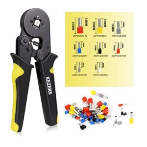 KEZERS Ferrule Crimping Tool Kit,AWG23-7 Self-Adjustable Ratchet Crimping Pliers Set with 1250pcs Wire Ferrules Wire Terminal Crimp Connectors Wire Crimping Tool Kit Crimping Pliers Set